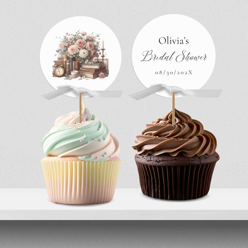 A New Chapter Baby Shower Cupcake Topper, Book Theme Sprinkle, Editable ...
