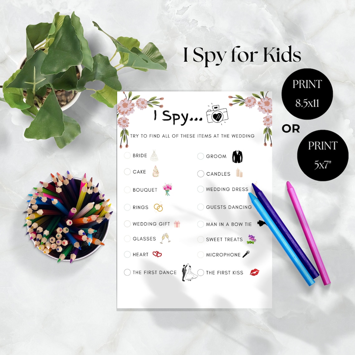 I Spy Wedding Game for Kids Photo Scavenger Hunt Wedding - Etsy
