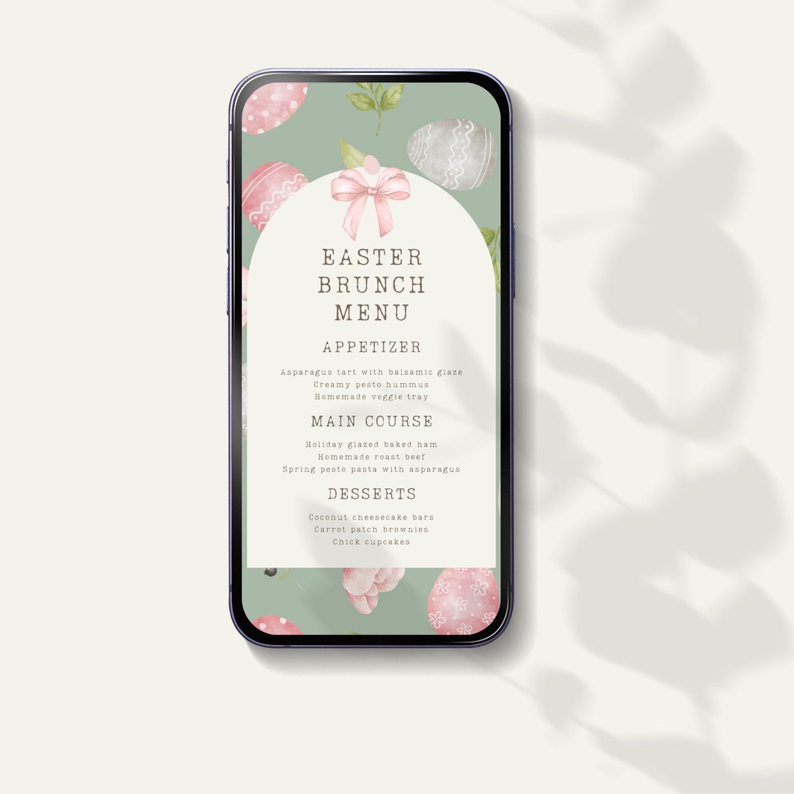 Easter Menu Template, Brunch, Floral Lunch Menu for Easter, Editable ...