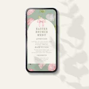 Easter Menu Template, Brunch, Floral Lunch Menu for Easter, Editable ...