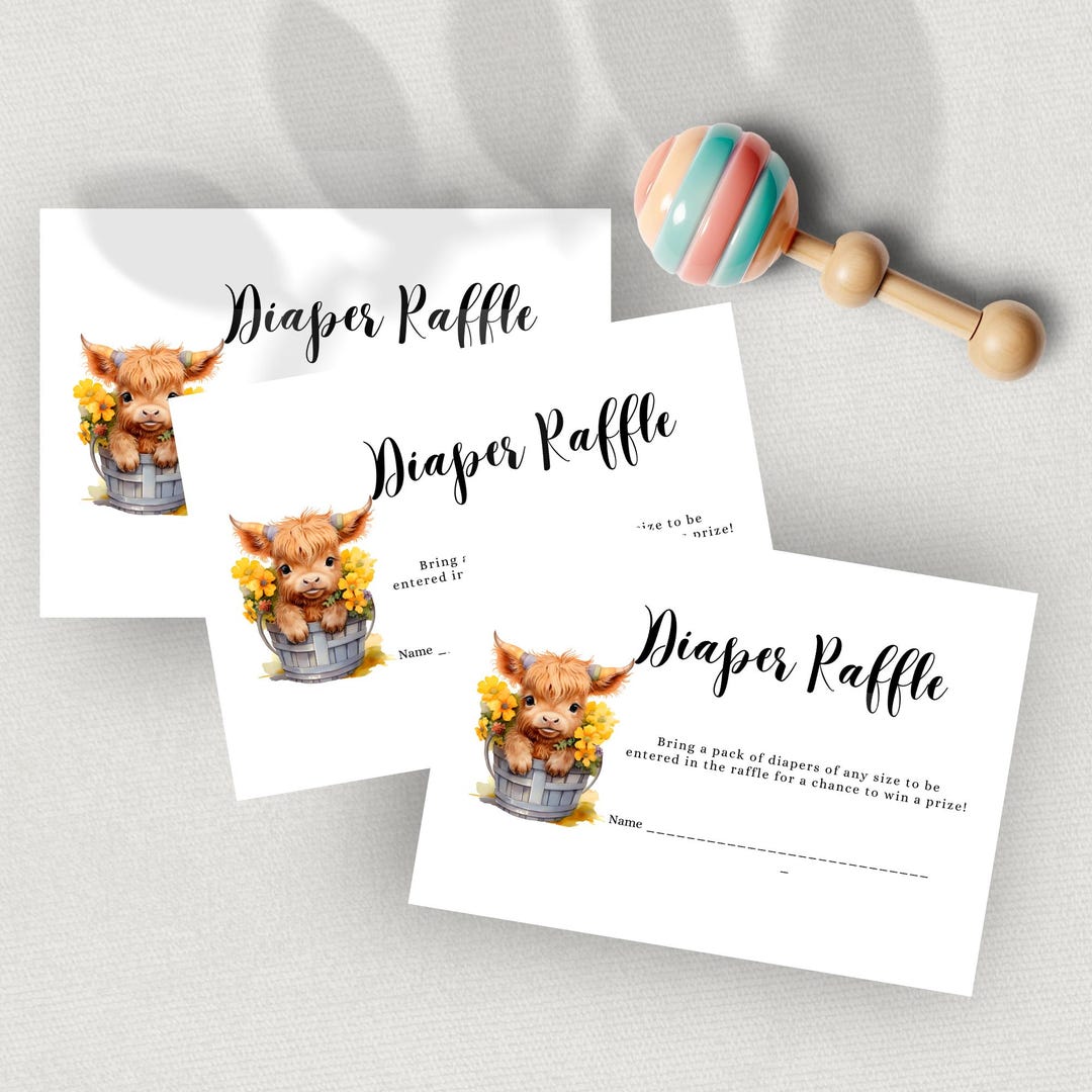 Diaper Raffle Highland Cow Theme, Holy Cow Insert Card, Instead of a ...