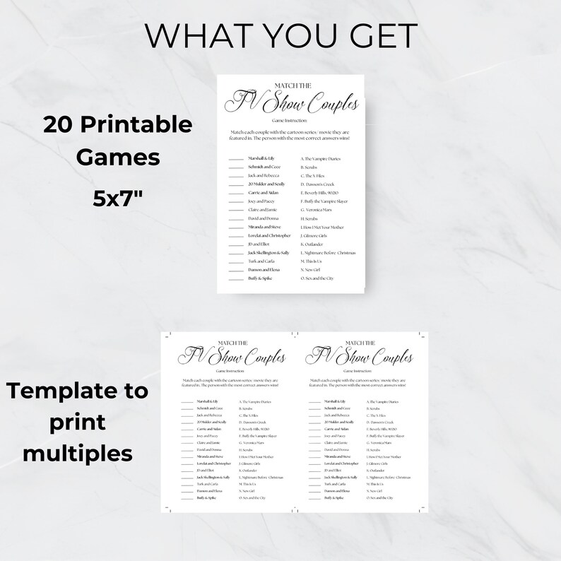 Printable Wedding Table Games for Reception With Answers, Ready to ...