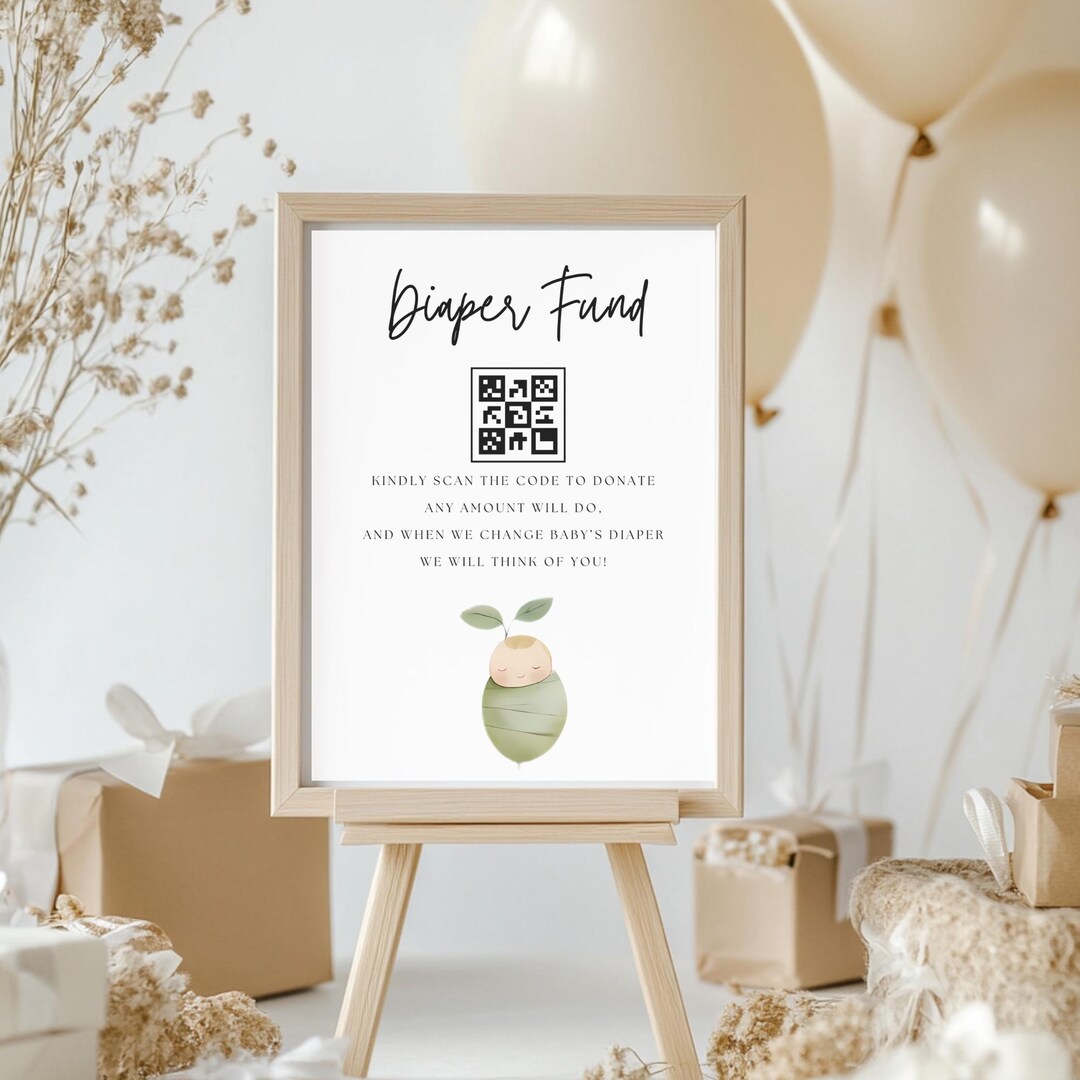 Kawaii Diaper Fund Sign: Baby Shower Decor (5x7, 8x10 PDF) - Etsy