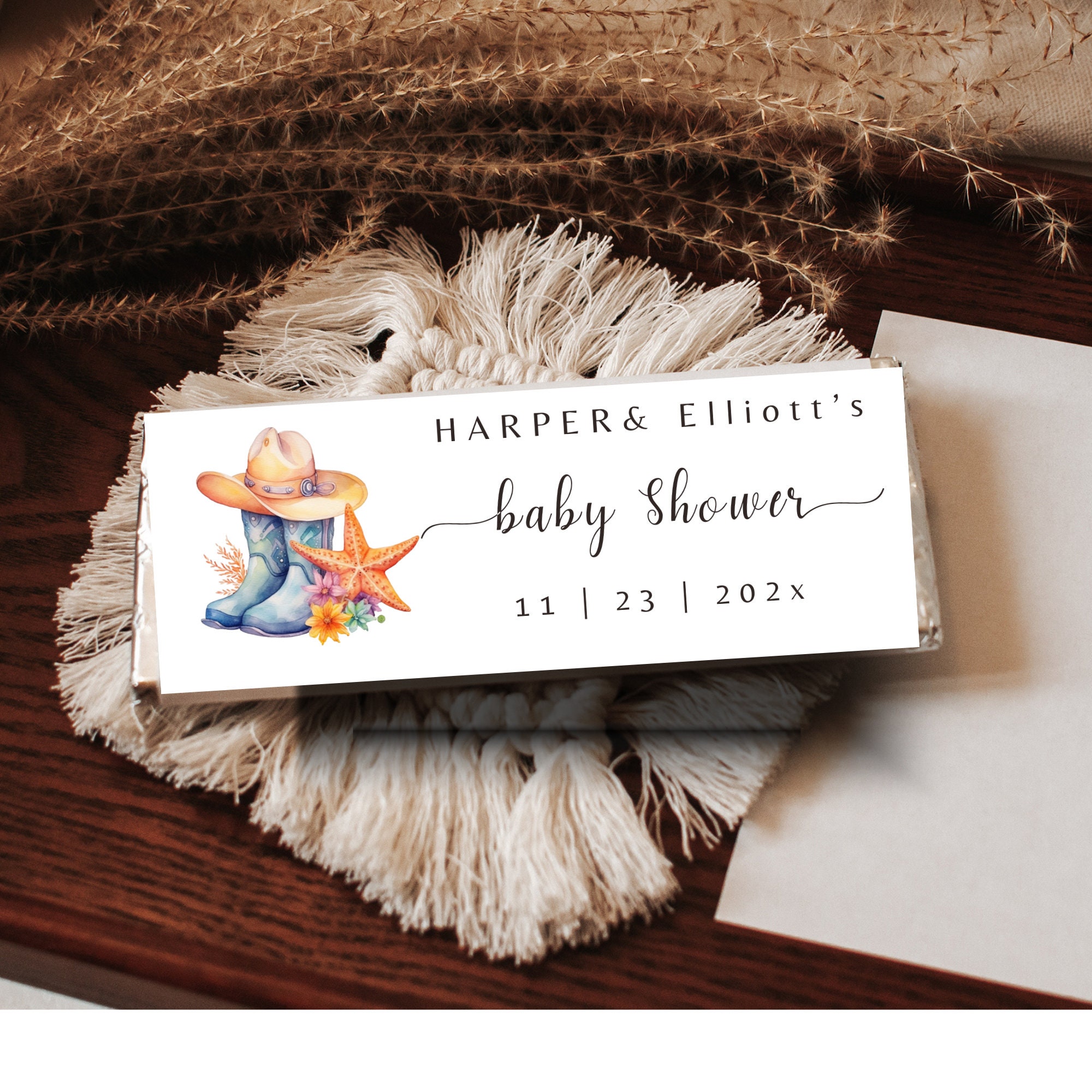 Printable Cowgirl Baby Shower Favor, Hershey Bar Wrapper, Cowgirl Theme ...
