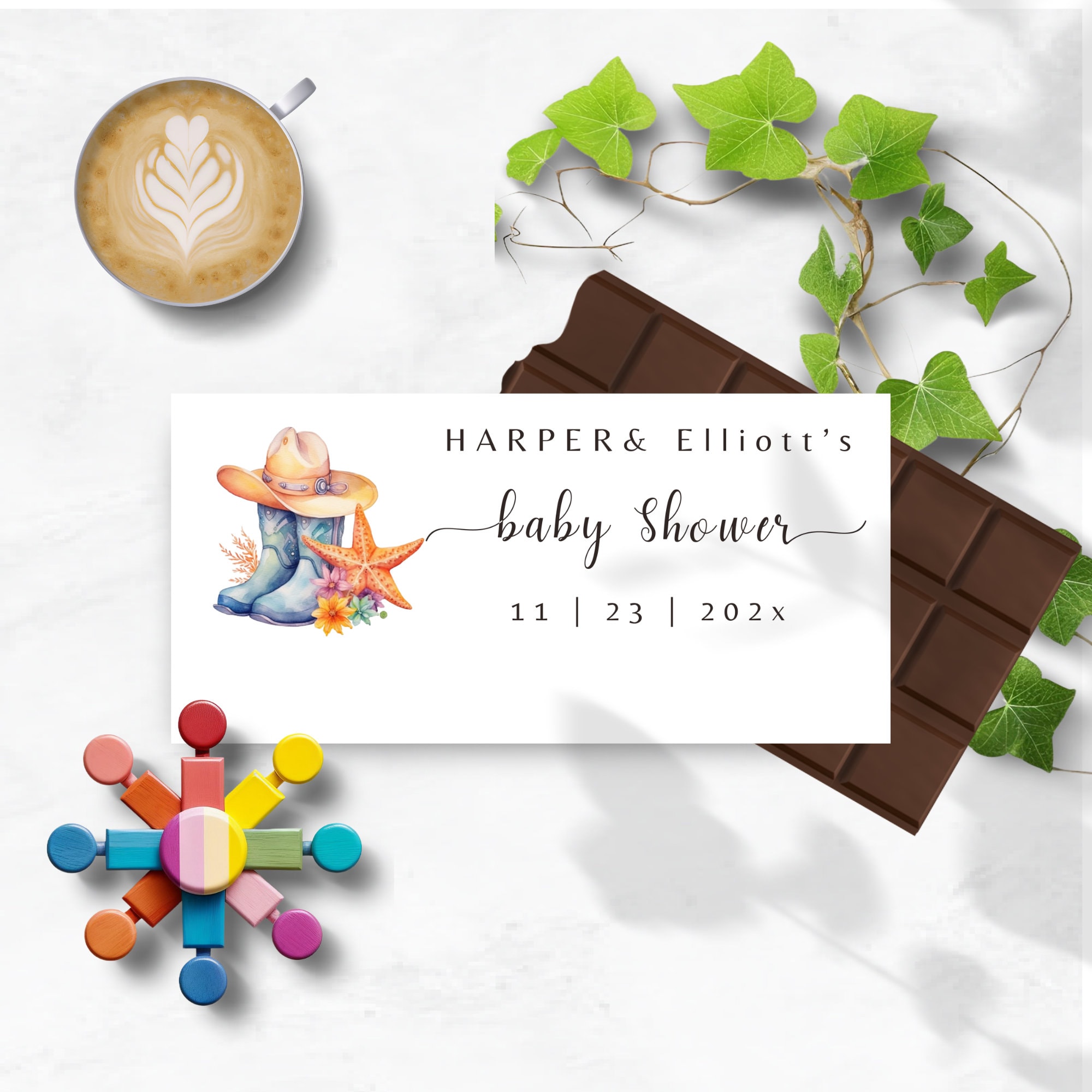 Printable Cowgirl Baby Shower Favor, Hershey Bar Wrapper, Cowgirl Theme ...