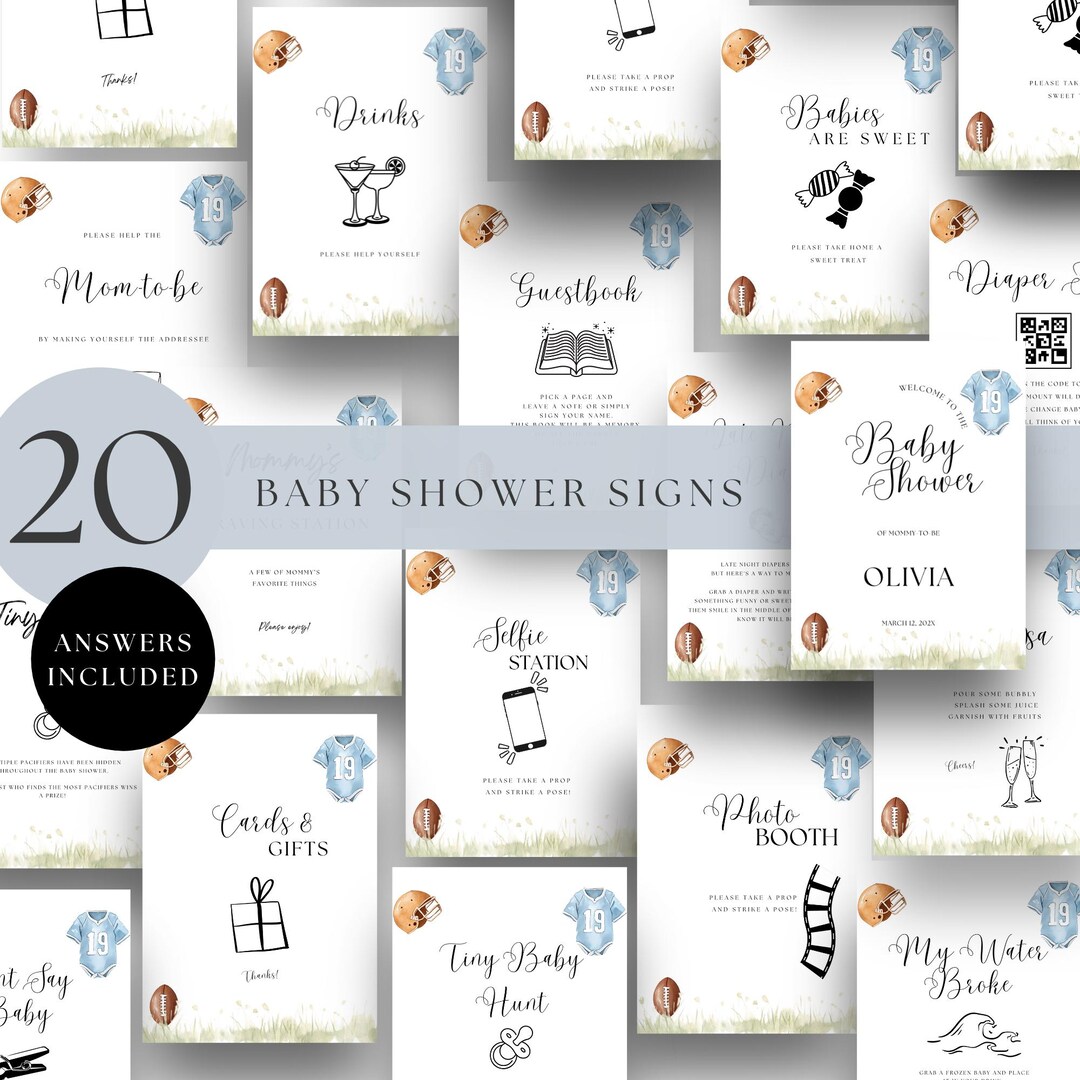Football Baby Shower Signs, Printable, Oh Boy Baby Shower Sign, Sports ...