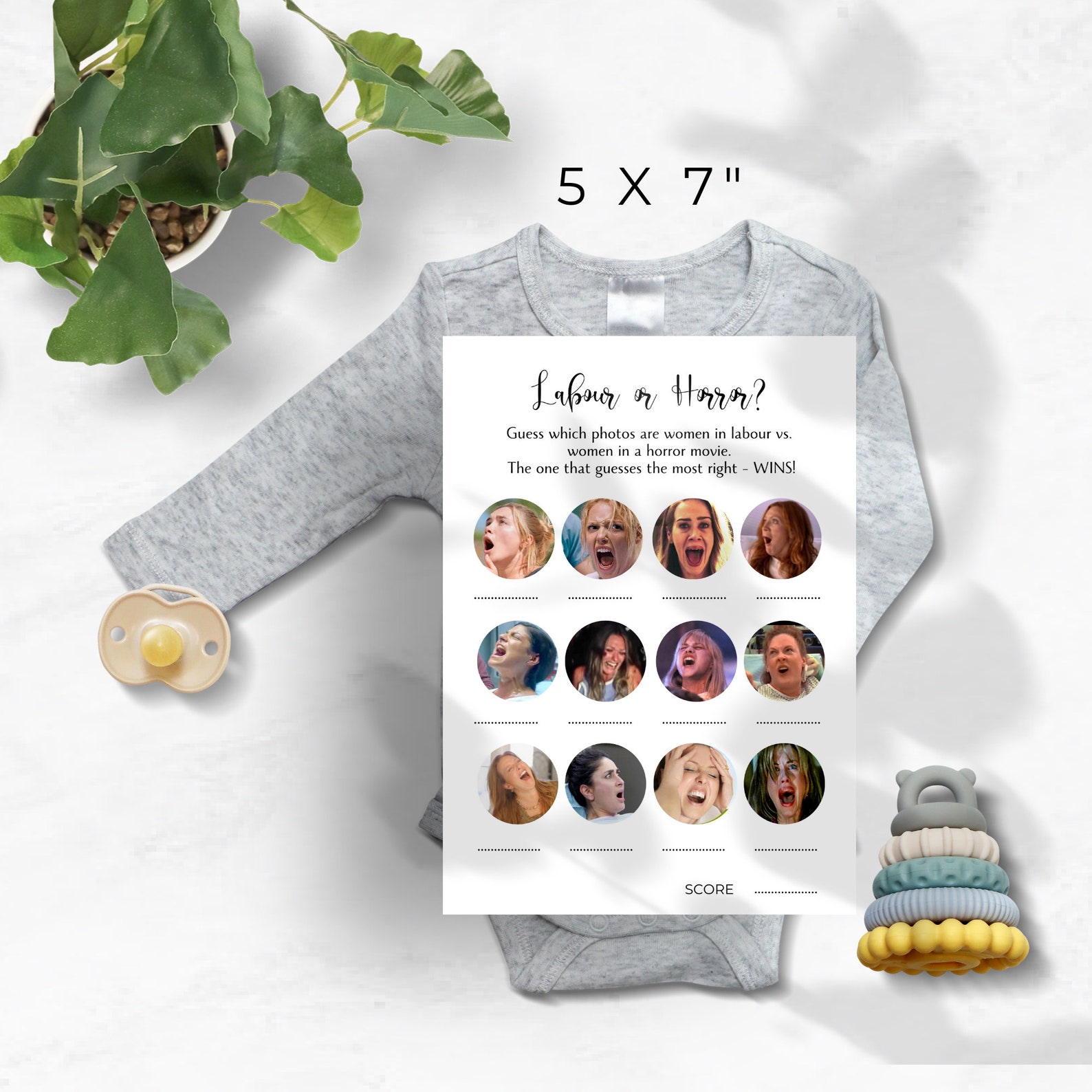 Labor or Horror Baby Shower Game, Minimalist Picture Quiz (PDF) - Etsy