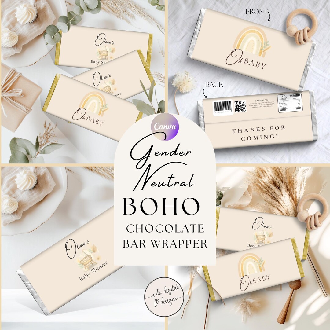 Boho Rainbow Baby Shower Chocolate Bar Wrapper (digital Download) - Etsy