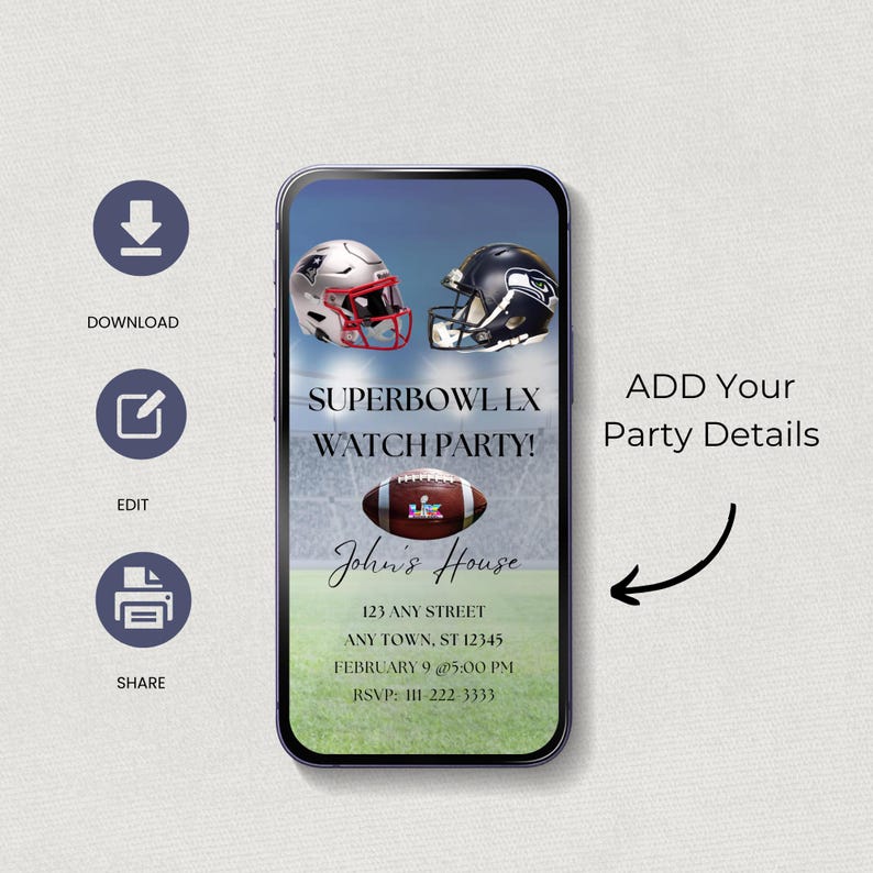 Football Championship Watch Party Animated Evite Game Day Digital ...