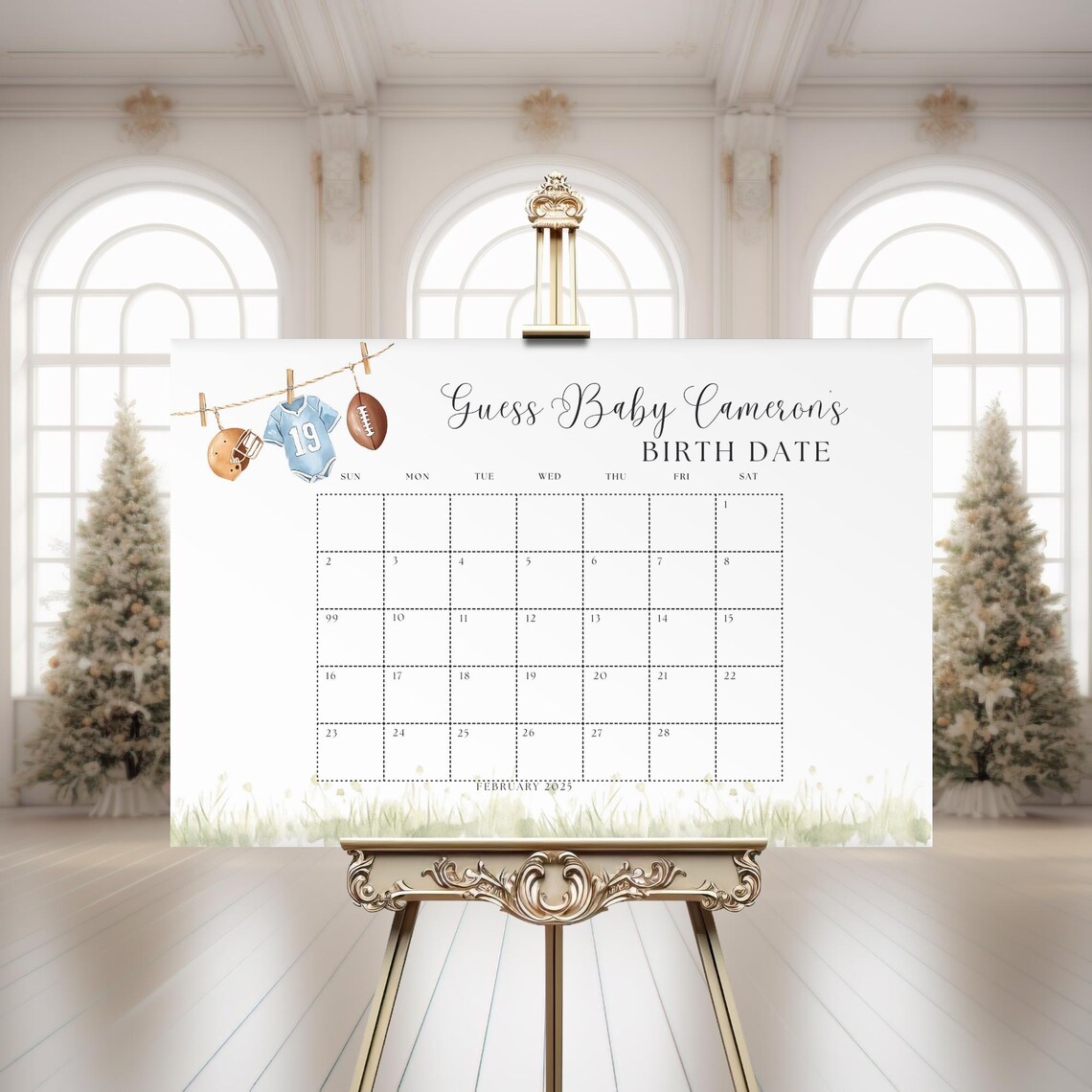 Football Baby Prediction Chart Editable Canva Template Clothesline ...