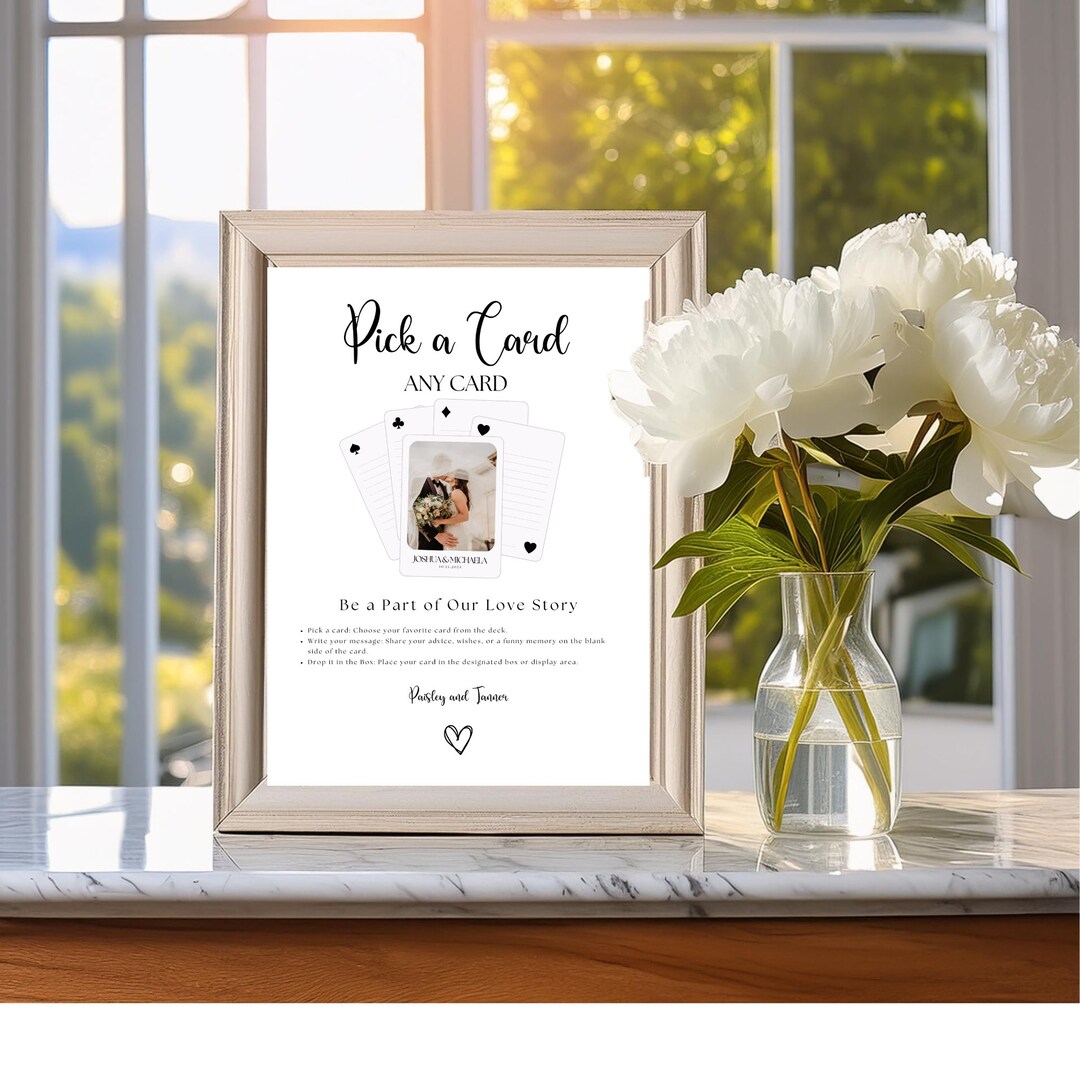 Pick a Card Wedding Guest Book Sign, Printable Reception Decor (digital ...