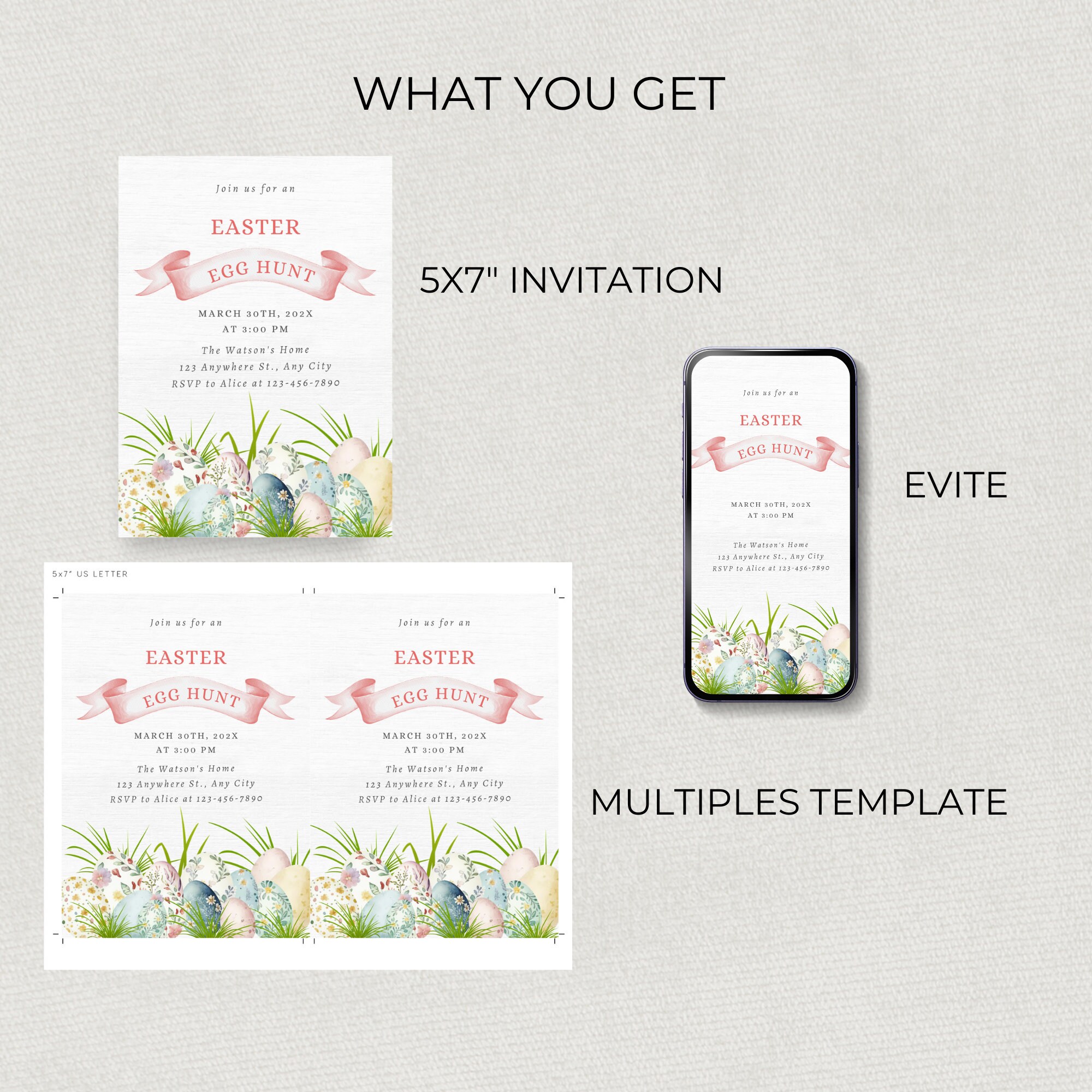 Editable Easter Egg Hunt Invitation, Easter Invitation for Kids ...