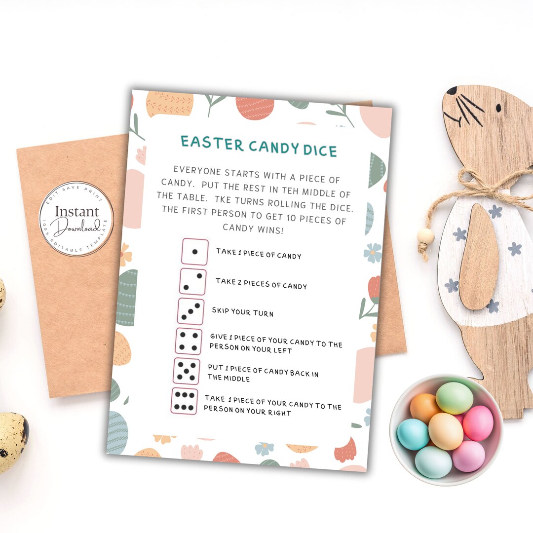 Easter Candy Dice Game for Kids, Childrens Party Game, Instant Download ...