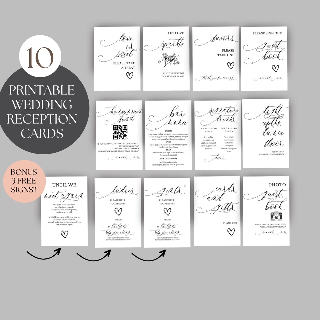 Minimalist Wedding Sign Bundle, Modern Wedding Sign Printable Bundle ...