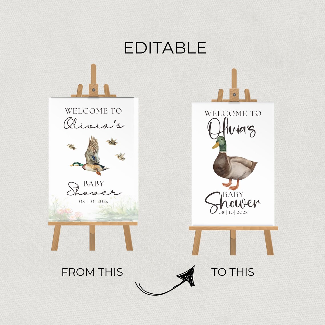 Mallard Duck Baby Shower Welcome Sign, Woodland Theme (printable) - Etsy
