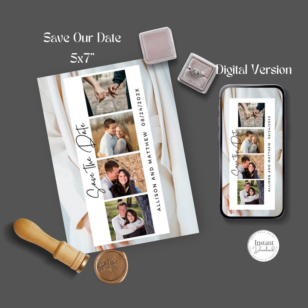 Save the Date Photo Booth Strip, Photo Save the Date, Wedding Date ...