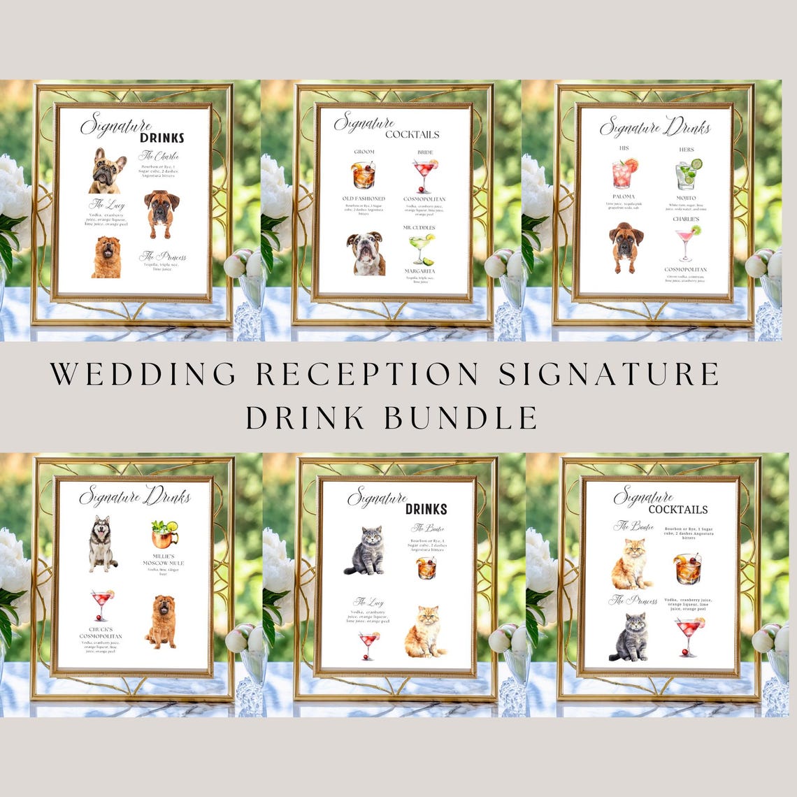 Signature Drink Signs for Wedding Reception, Signature Drinks, Bar Menu ...