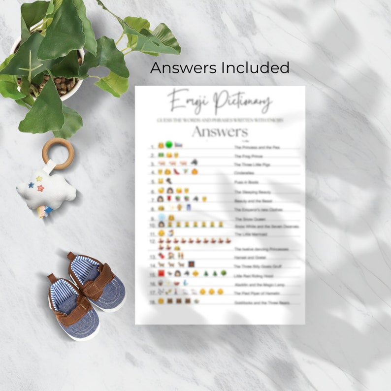 Printable Childrens Book Emoji Pictionary Baby Shower Games With Answer ...