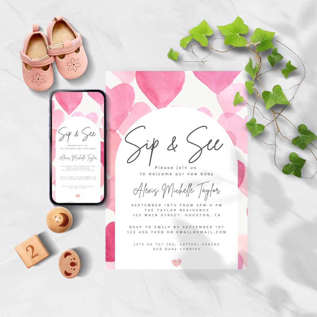 Meet and Greet Baby Shower Invitation Sip and See Evite Template ...