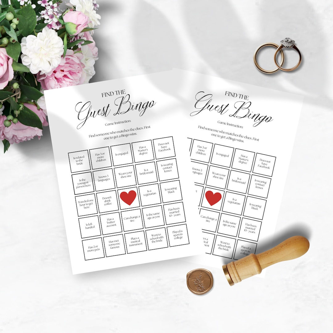 Wedding Table Games for Reception Find the Guest BINGO, Editable for ...