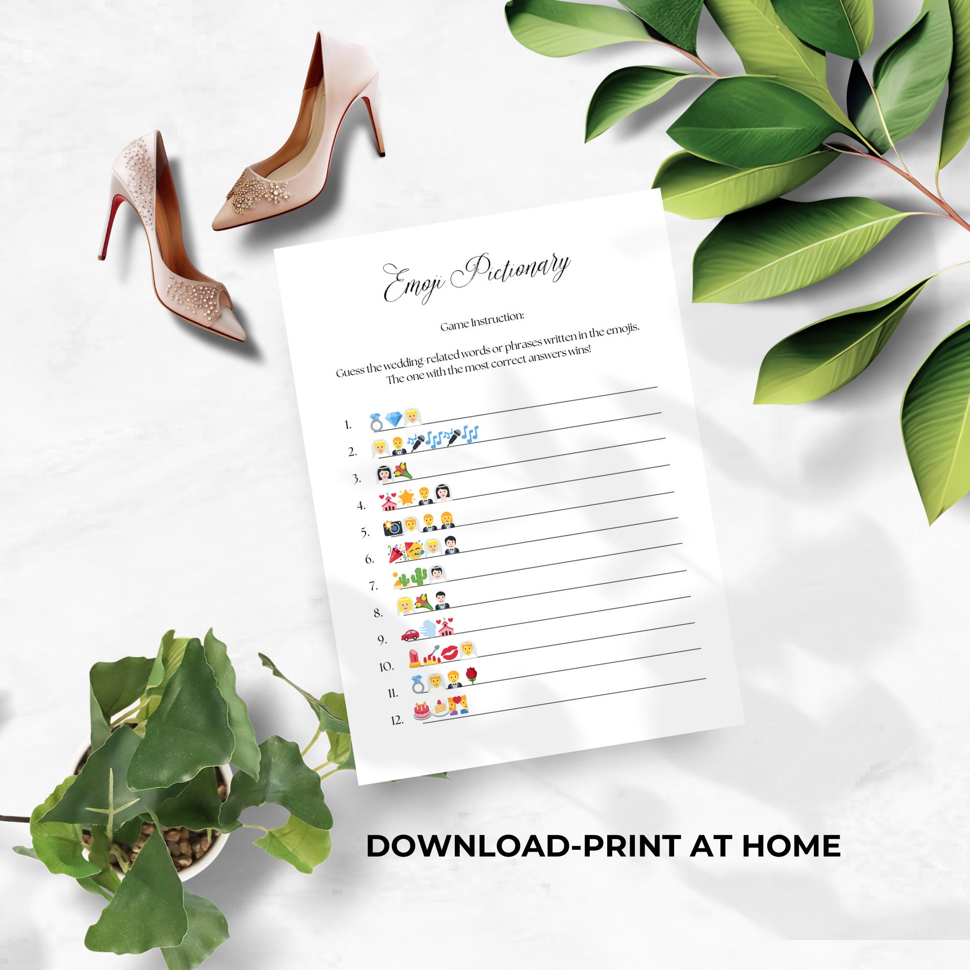 Wedding Reception Game Emoji Pictionary Game With Answers, Bridal ...