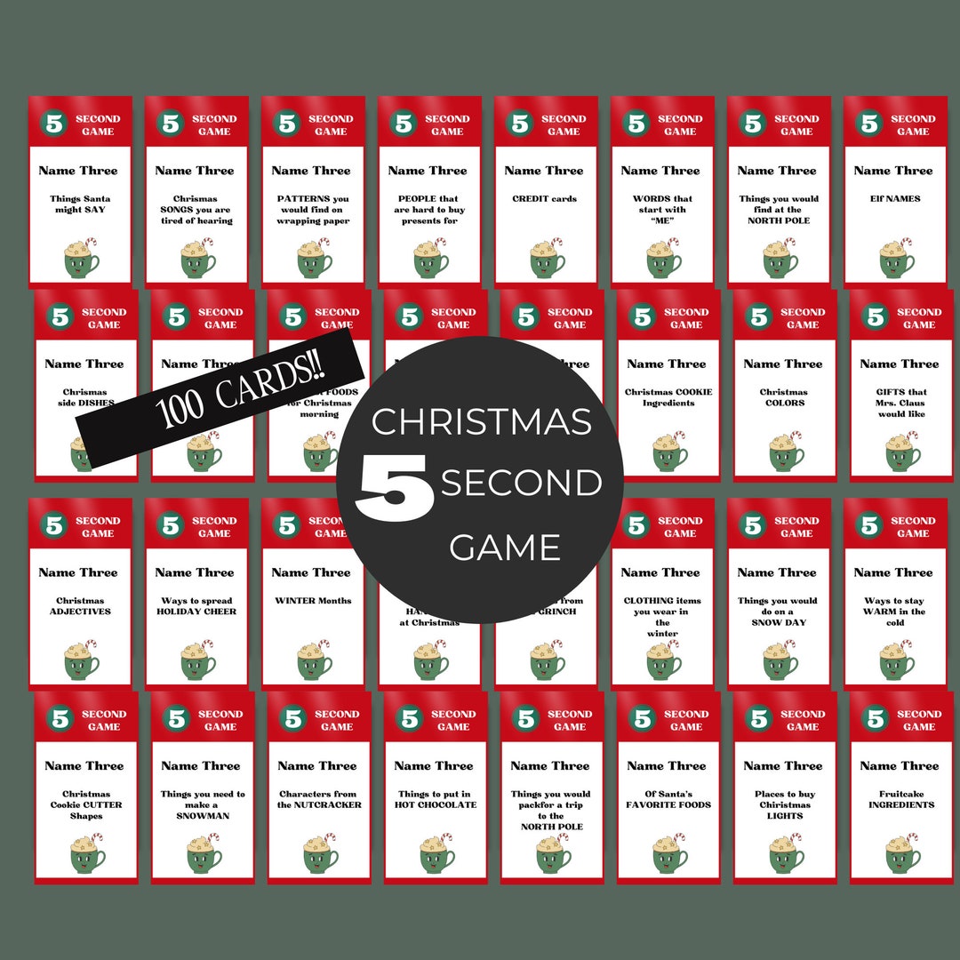 Christmas 5 Second Game, Printable Christmas Game, Christmas Activity ...