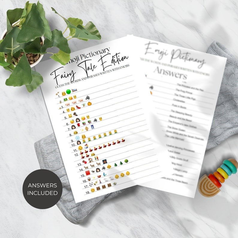 Printable Childrens Book Emoji Pictionary Baby Shower Games With Answer ...