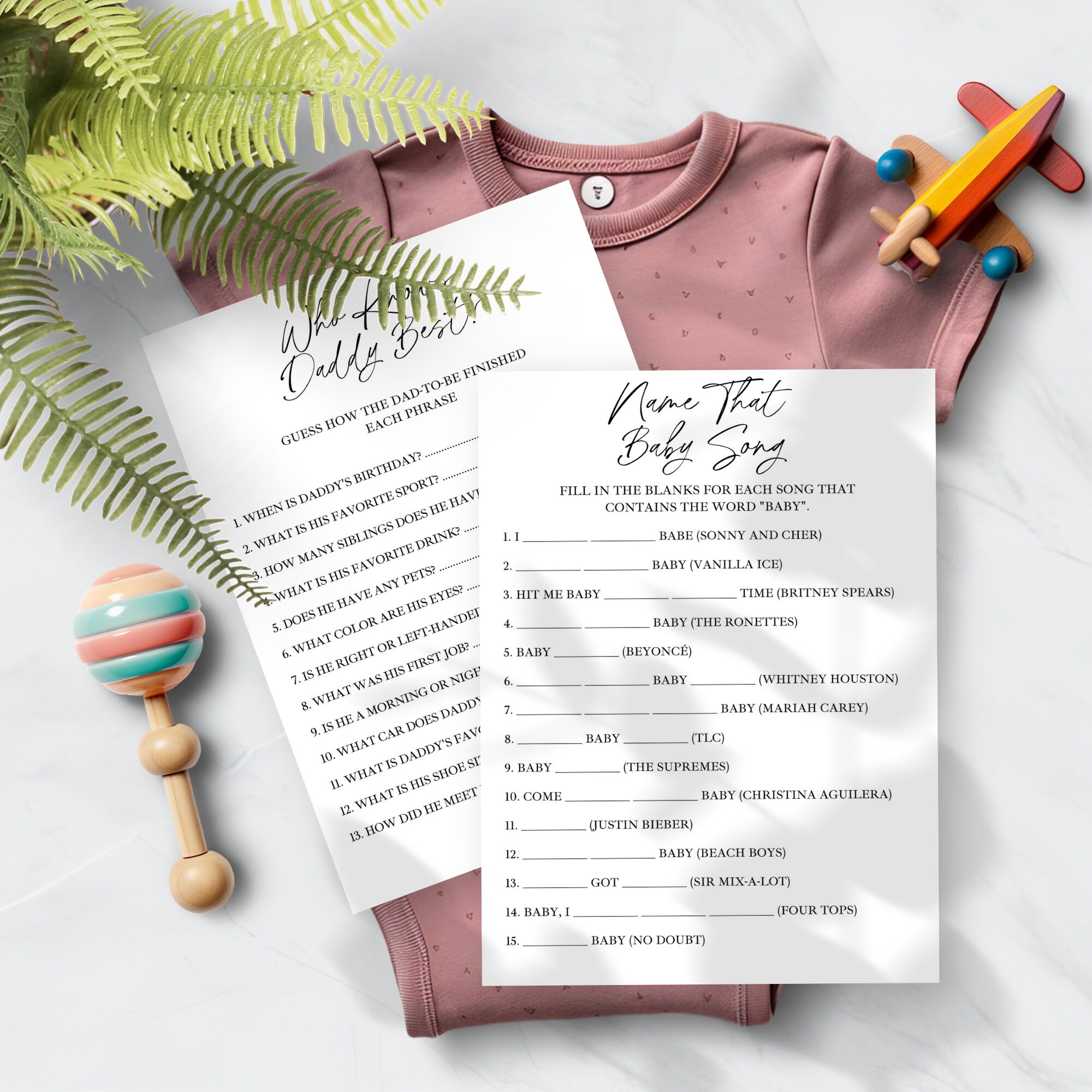 Printable Baby Shower Game Bundle With Answers, Minimalist, Modern ...