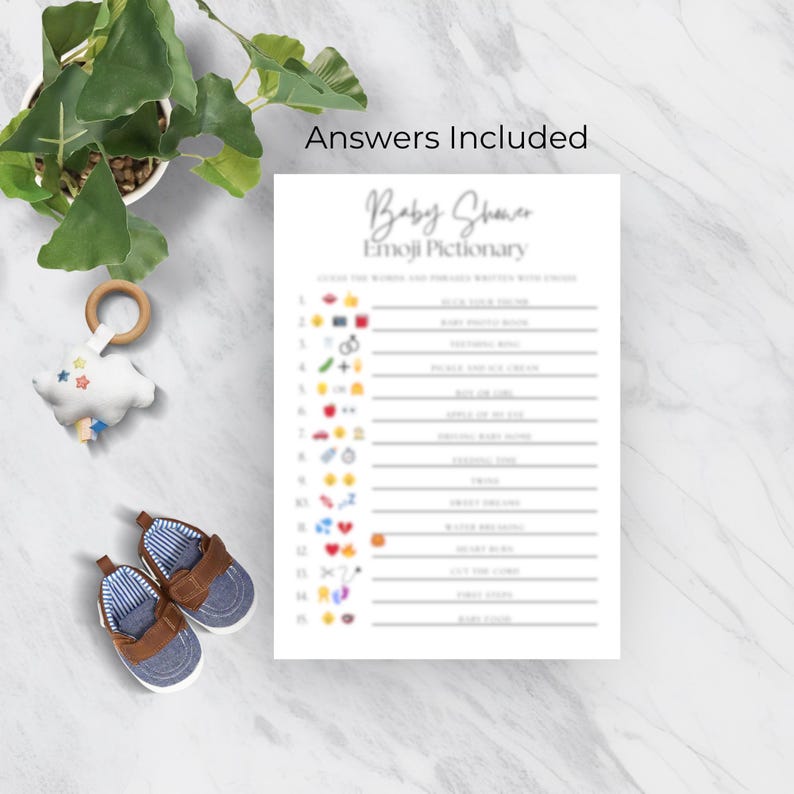 Printable Emoji Pictionary Baby Shower Game (digital Download) - Etsy