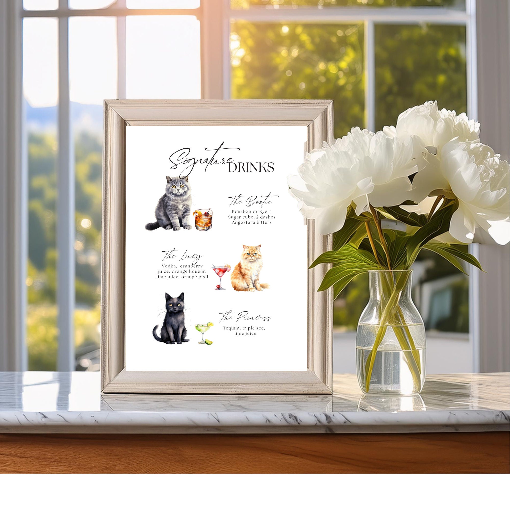Custom Cat Cocktail Sign, Pet Photo Bar Menu Template (canva) - Etsy