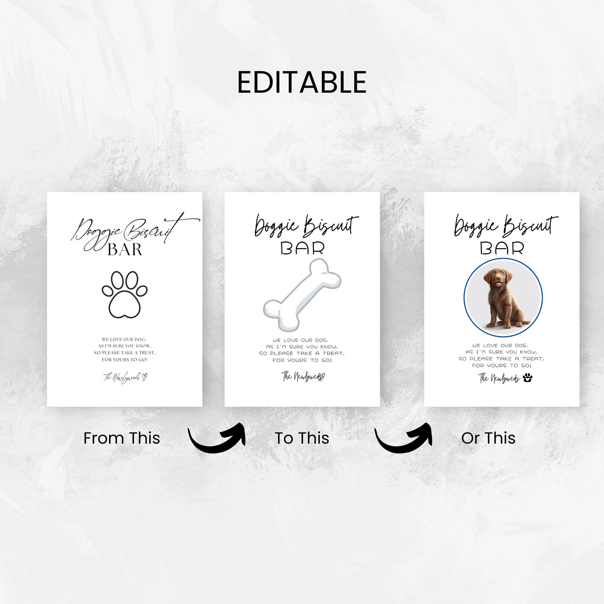 Wedding Dog Biscuit Sign Printable, Modern Pet Treat Station (canva ...