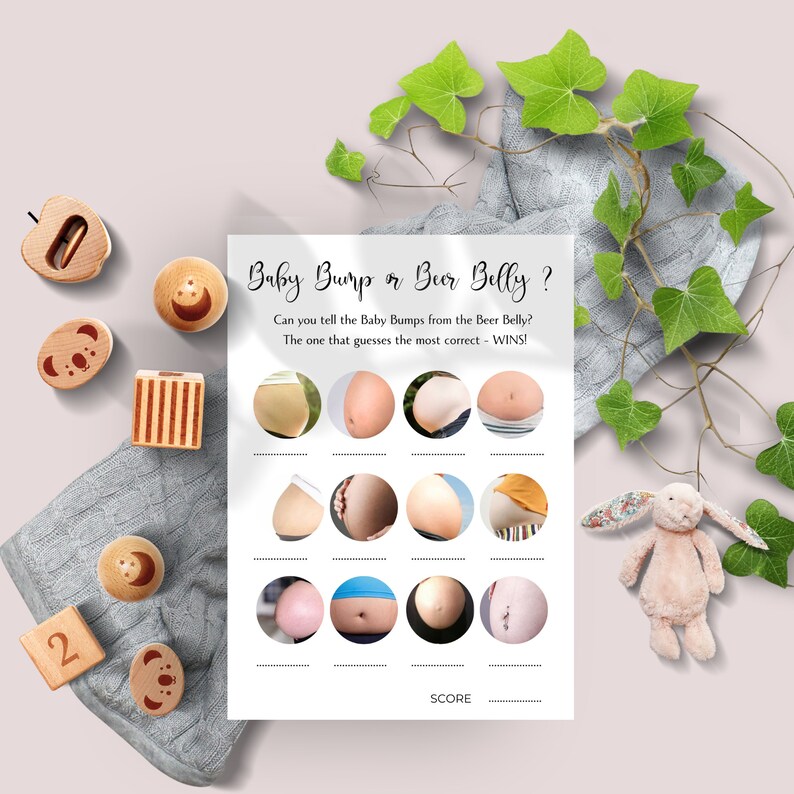 Baby Bump Beer Belly Game, Baby Shower Games Belly, Printable Activity ...