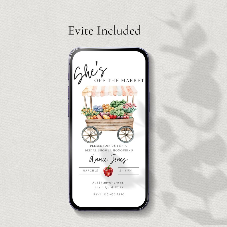 Off the Market Bridal Shower Invitation Template, Farmer's Market ...