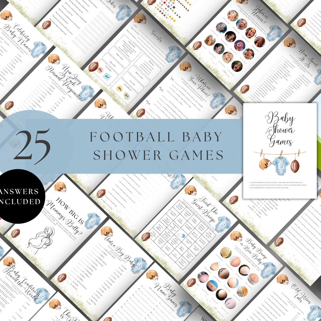 Football Theme Baby Shower Games, for a Boy, Oh Boy Sports Bundle ...