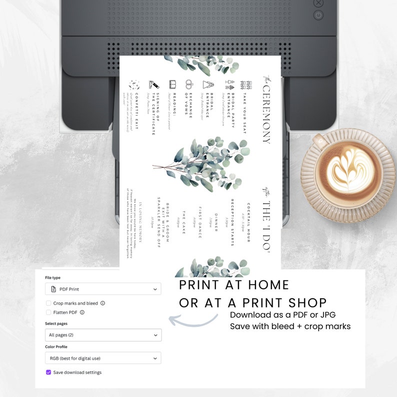 Eucalyptus Wedding Program Template, Folded Booklet (canva Editable) - Etsy