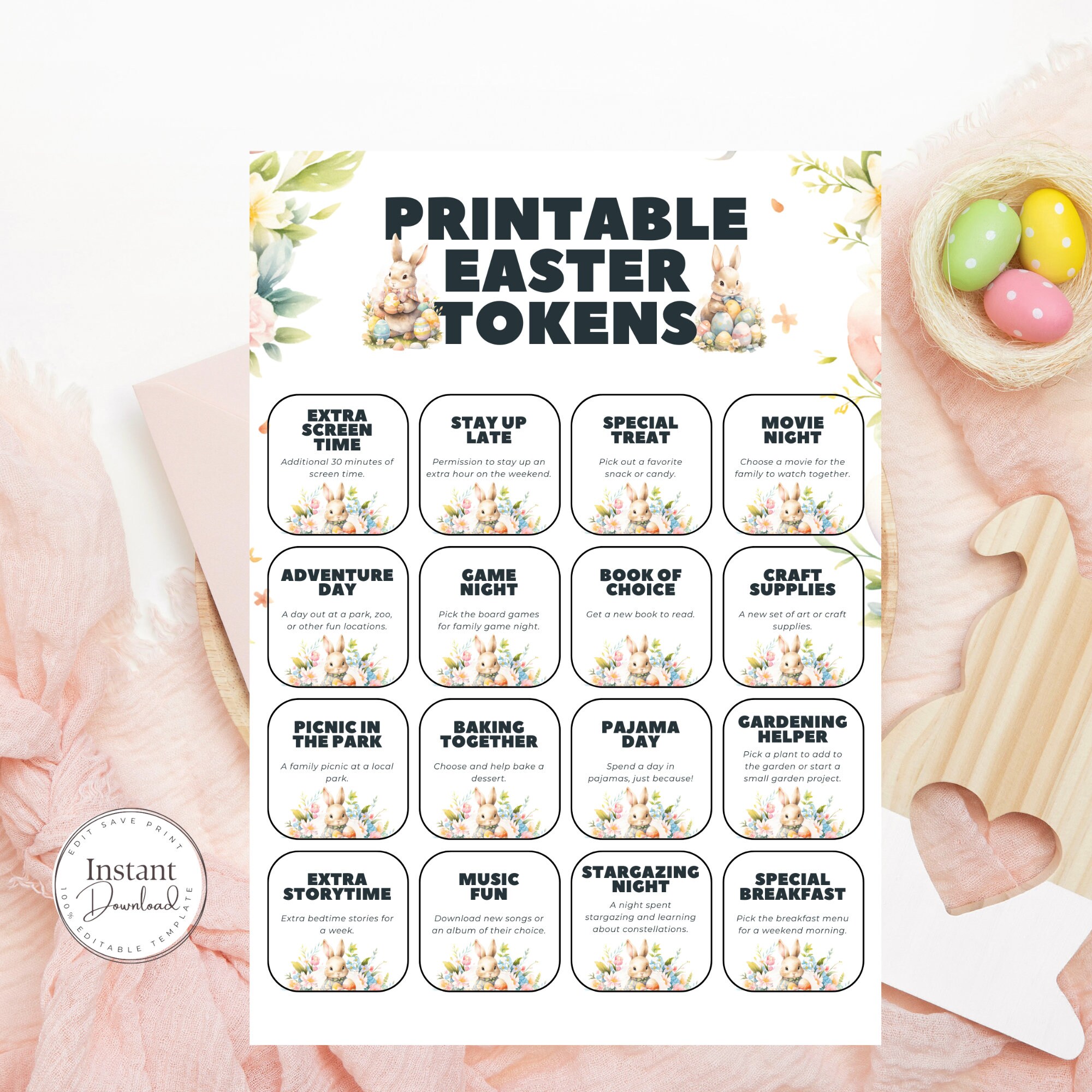 Printable Easter Egg Tokens for Kids, Instant Download, Printable, PDF ...