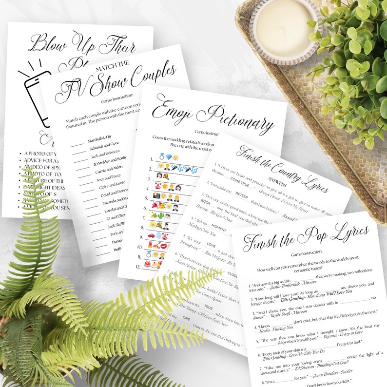 Printable Wedding Table Games for Reception With Answers, Ready to ...