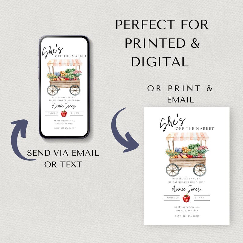 Off the Market Bridal Shower Invitation Template, Farmer's Market ...