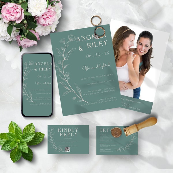 Lesbian Wedding Invitation Etsy
