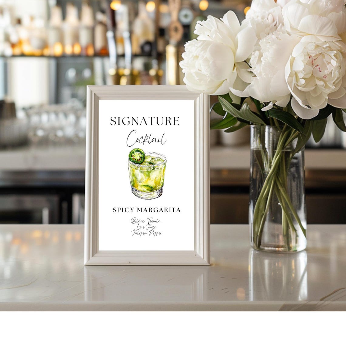 Spicy Margarita Signature Drink Sign, Cocktail Wedding Signs, Sign His ...