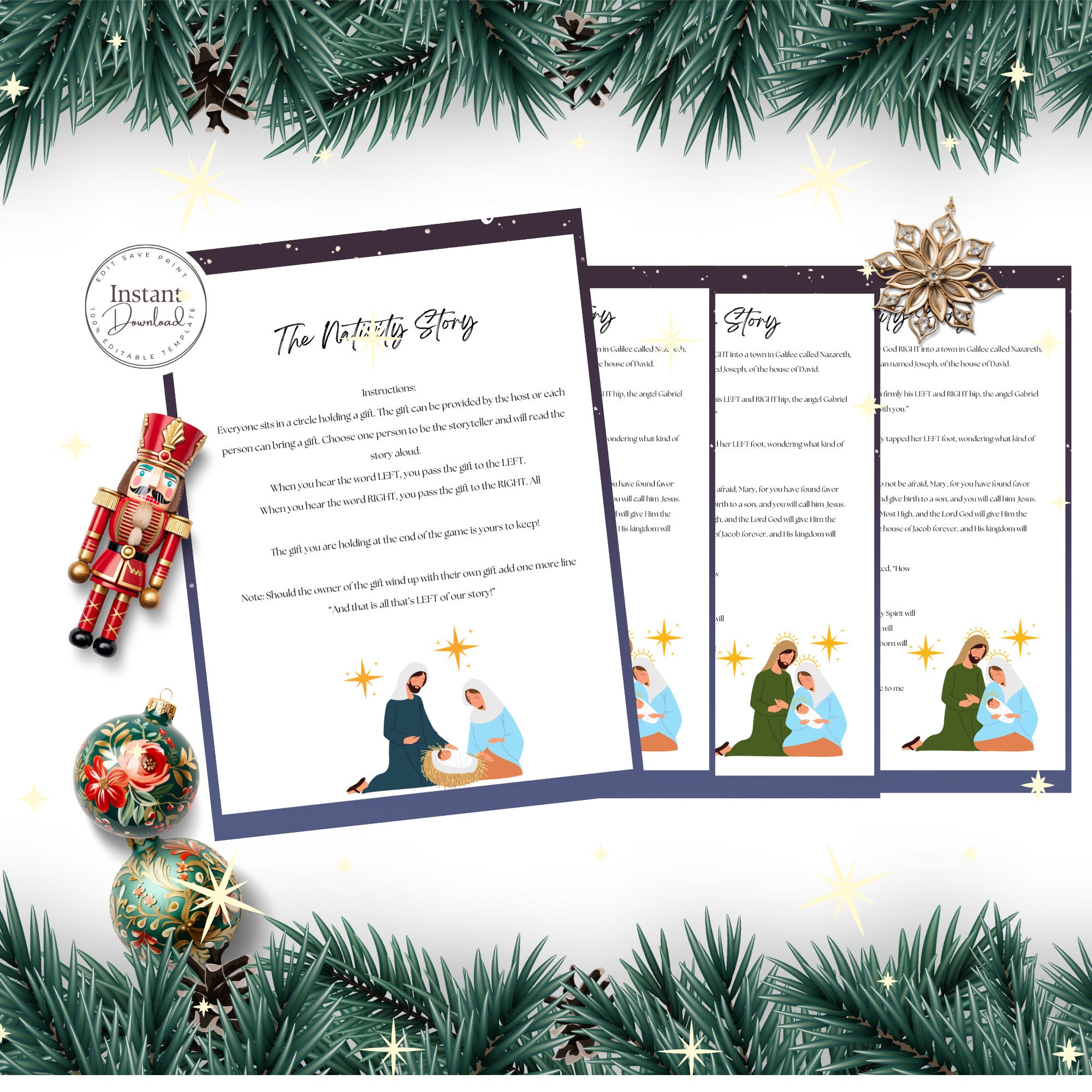 Nativity Story Left Right Party Game, PDF Printable, Holiday Activity ...