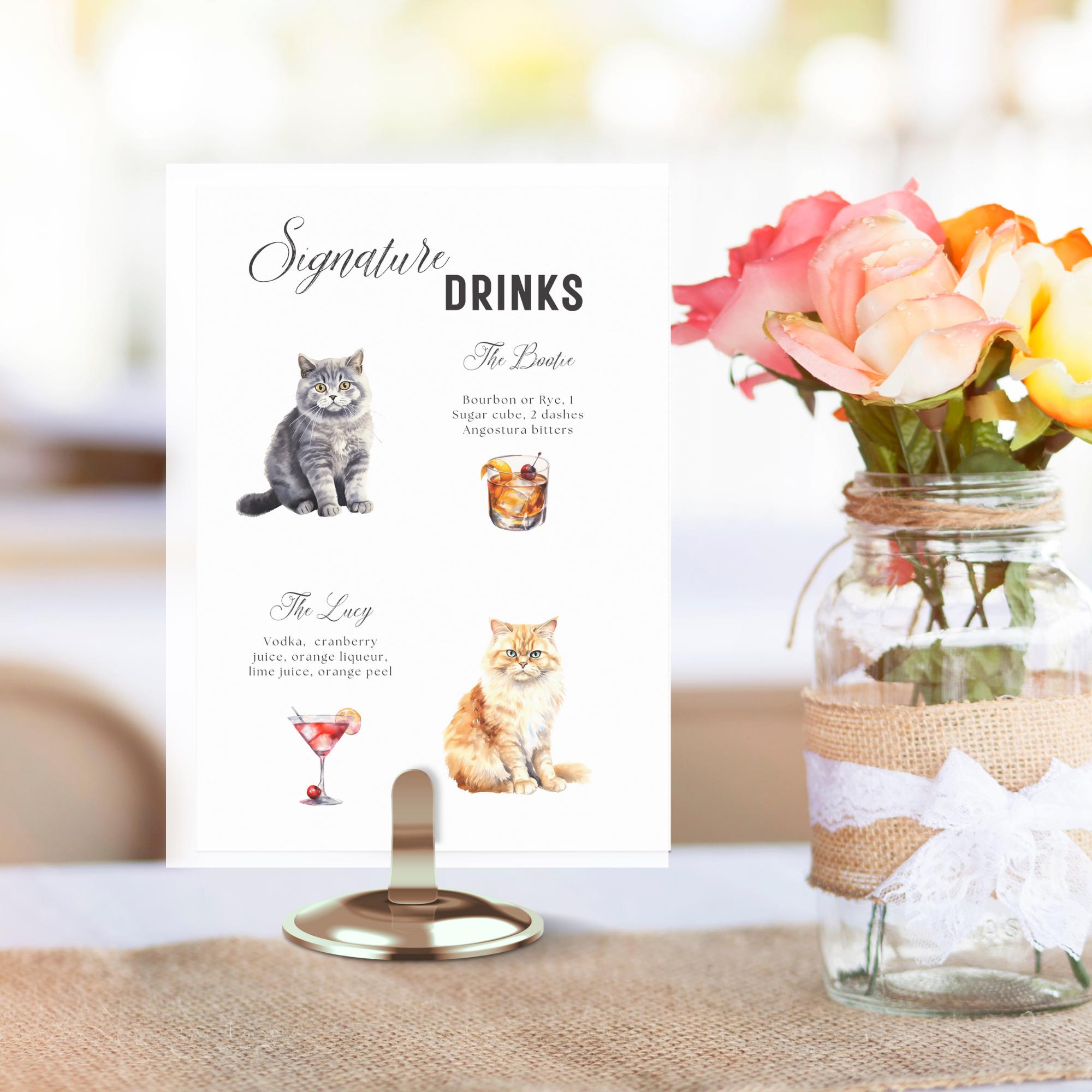 Signature Drink Signs for Wedding Reception, Signature Drinks, Bar Menu ...