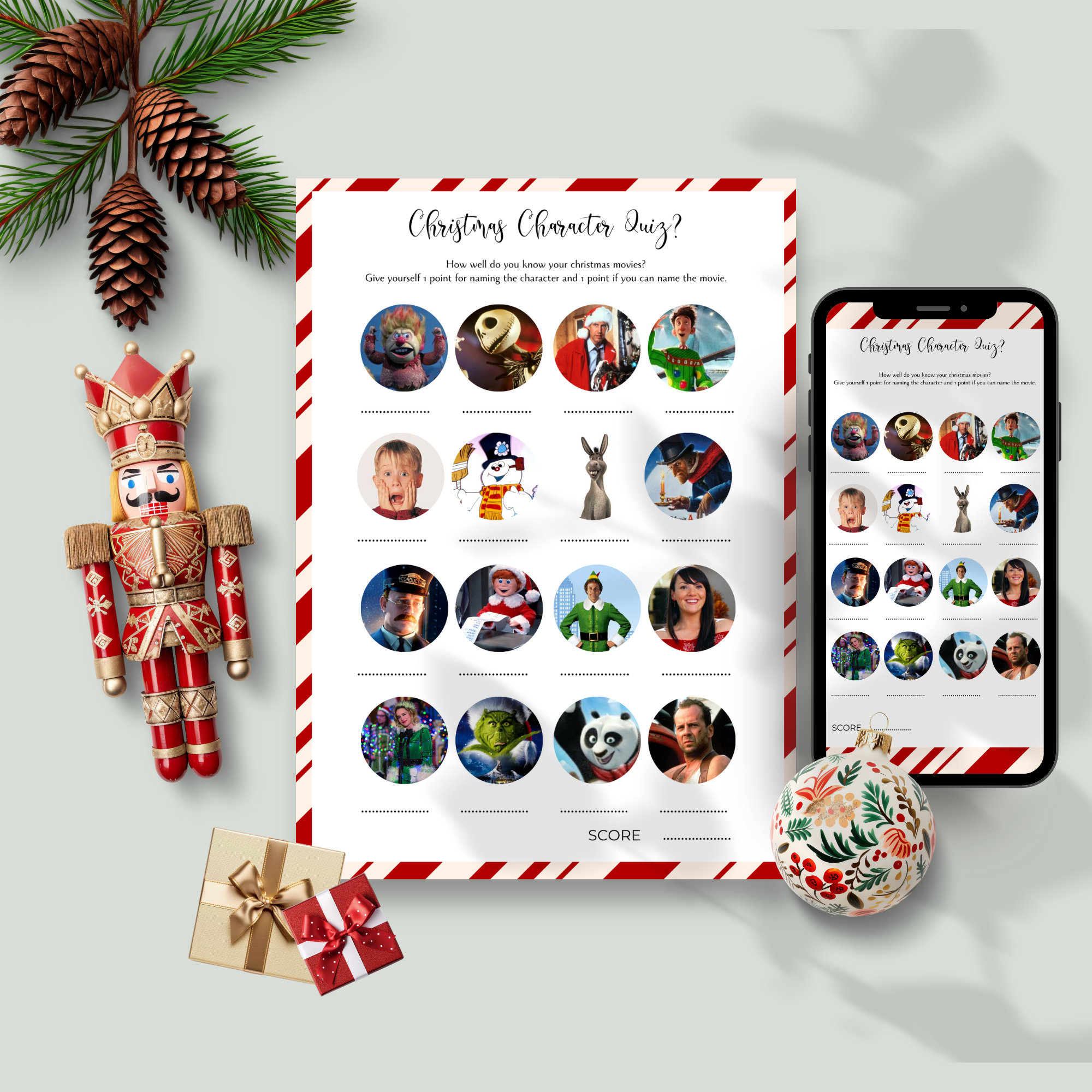 Christmas Movie Character Trivia Game, Friends DIY Party Activity ...