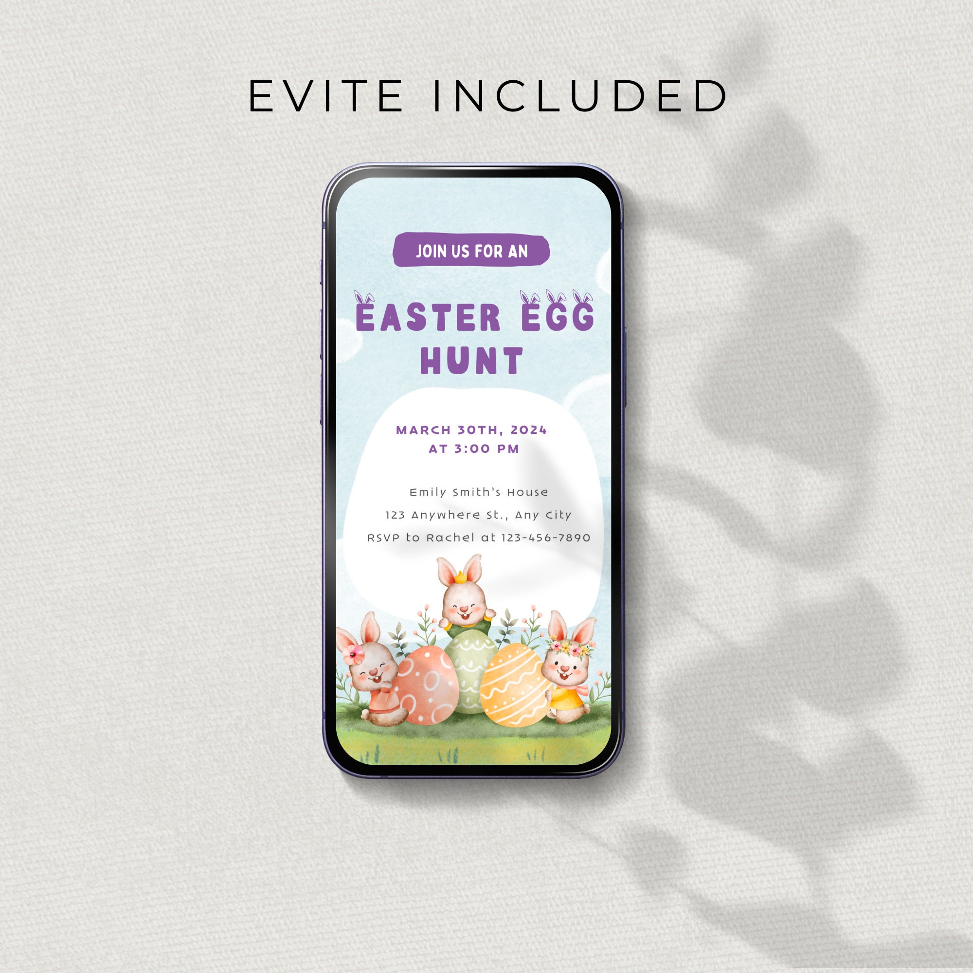 Easter Egg Hunt Evite, Digital Invitation for Kids, Editable, Instant ...