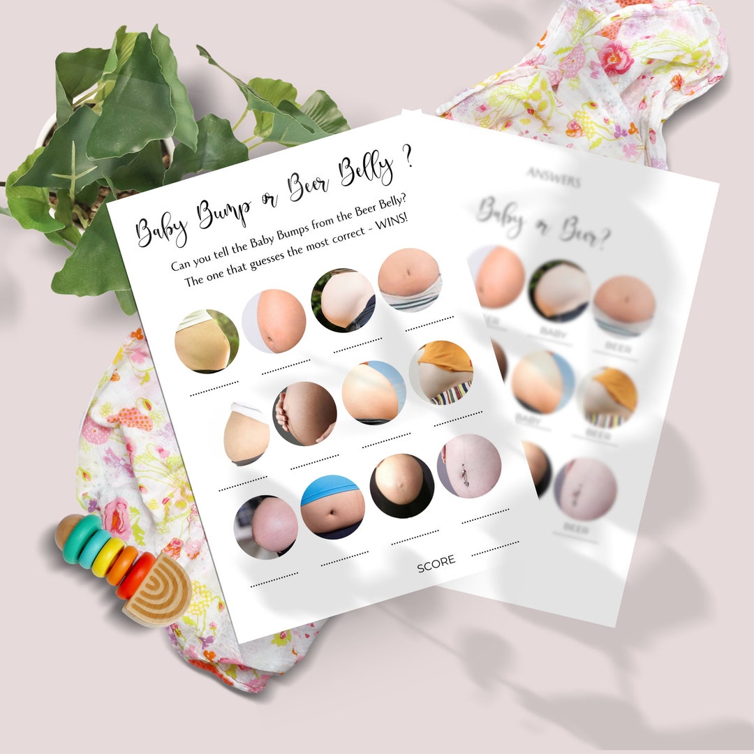 Baby Bump Beer Belly Game, Baby Shower Games Belly, Printable Activity ...
