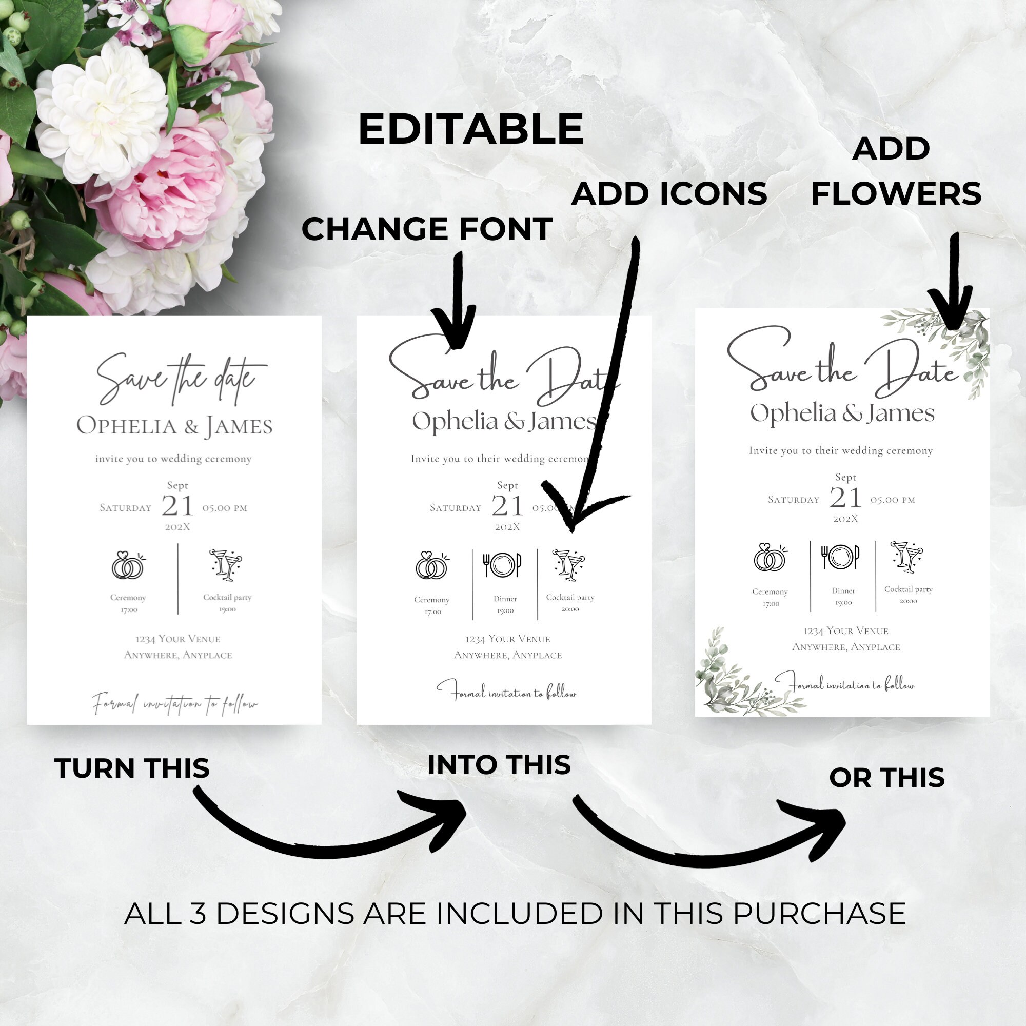 Minimalistic Save the Date Photo Template, Canva, Downloadable ...