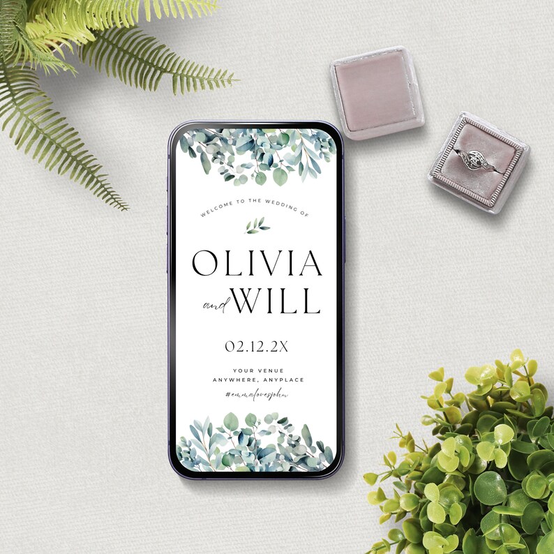 Eucalyptus Wedding Program Template, Folded Booklet (canva Editable) - Etsy