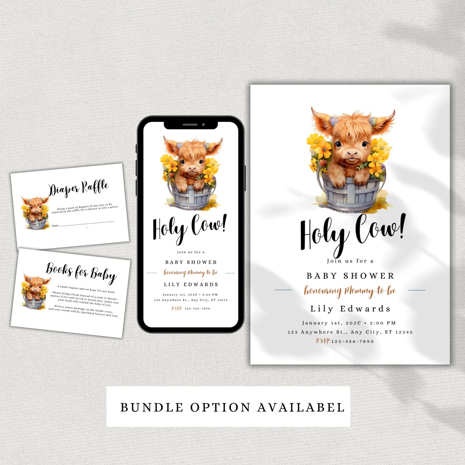 Diaper Raffle Highland Cow Theme, Holy Cow Insert Card, Instead of a ...