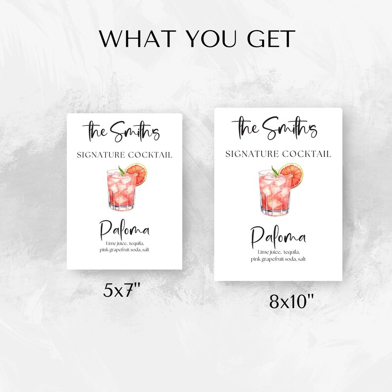 Paloma Signature Drink Sign, Signature Cocktail Sign Paloma, Wedding ...