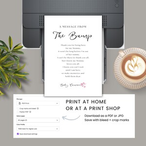Message From the Bump Sign, Minimal Baby Shower Signage, Message From ...